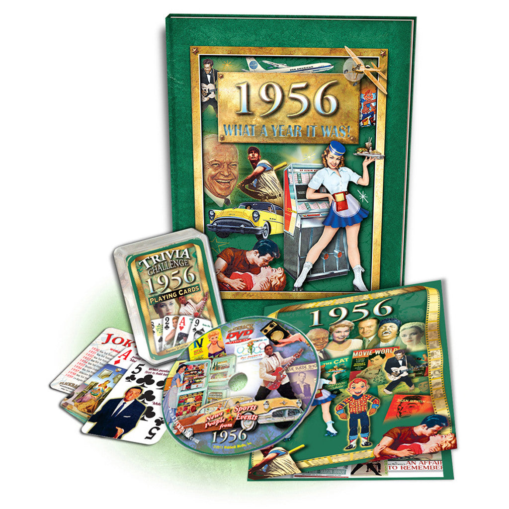 1956 Birthday Gift Set: 1956 What A Year it Was Book, DVD Greeting Car ...