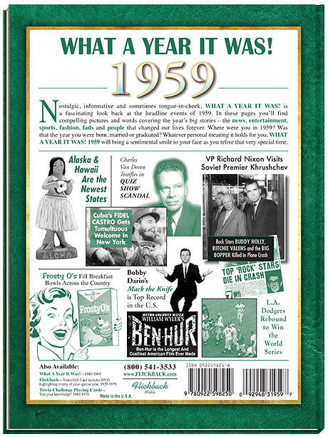 1959 What A Year It Was! Coffee Table Book: Birthday or Anniversary Gi ...