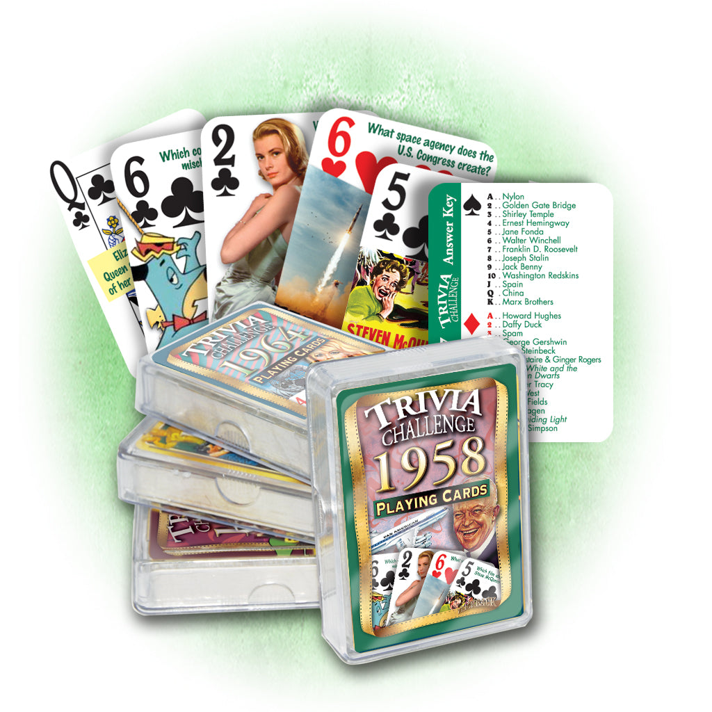 1958 Trivia Challenge Playing Cards: Happy Birthday or Anniversary Gif ...